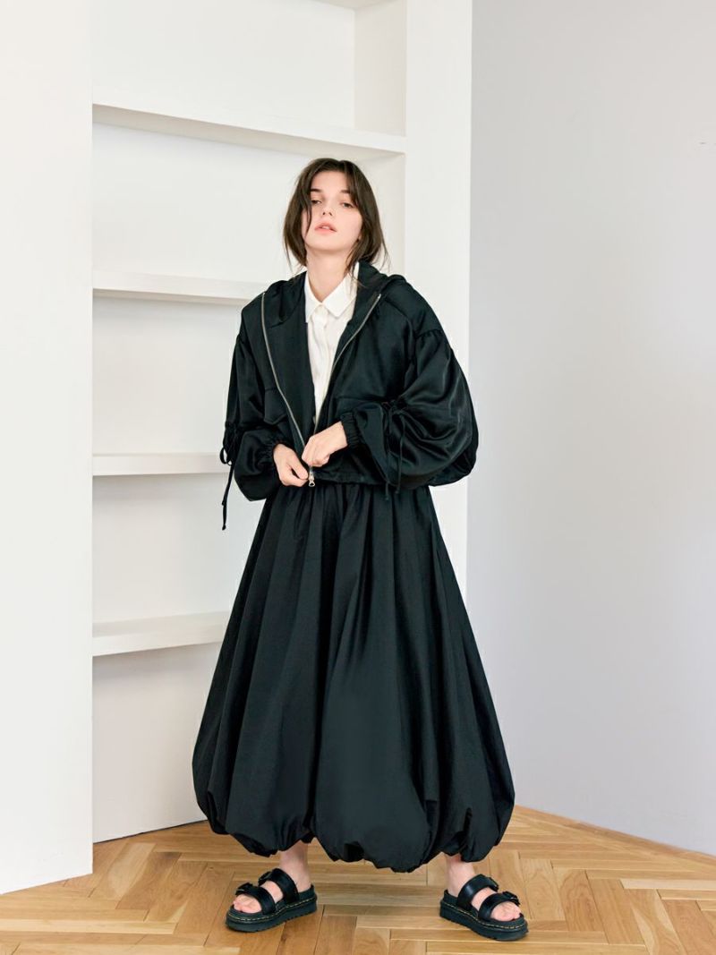 BALLOON CROPPED BLOUSON(BLACK) | romile BALLOON CROPPED BLOUSON(BLACK) | romile